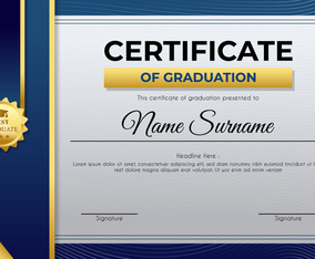 Elegant Blue And Gold Graduation Certificate Template Vector Art ...