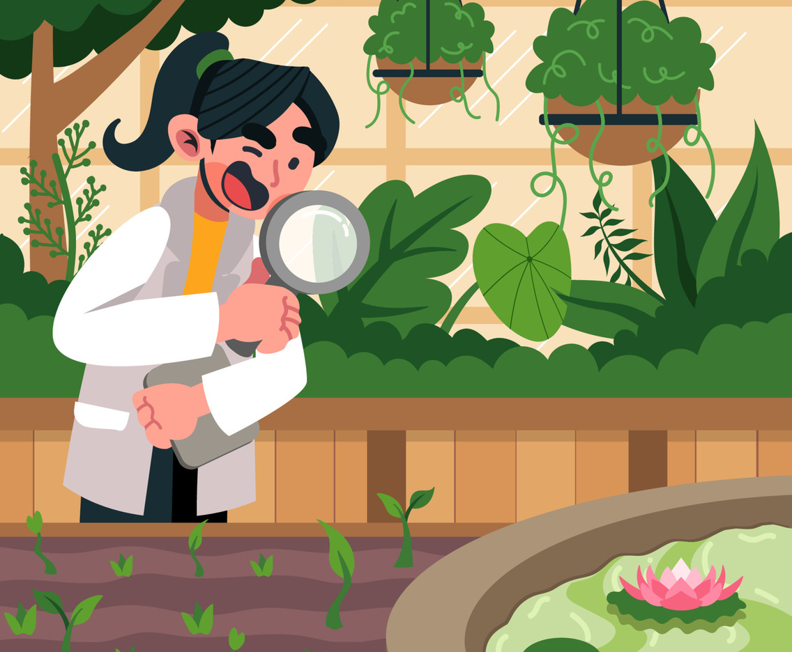 Scientist Observing Plants Vector Art & Graphics | freevector.com