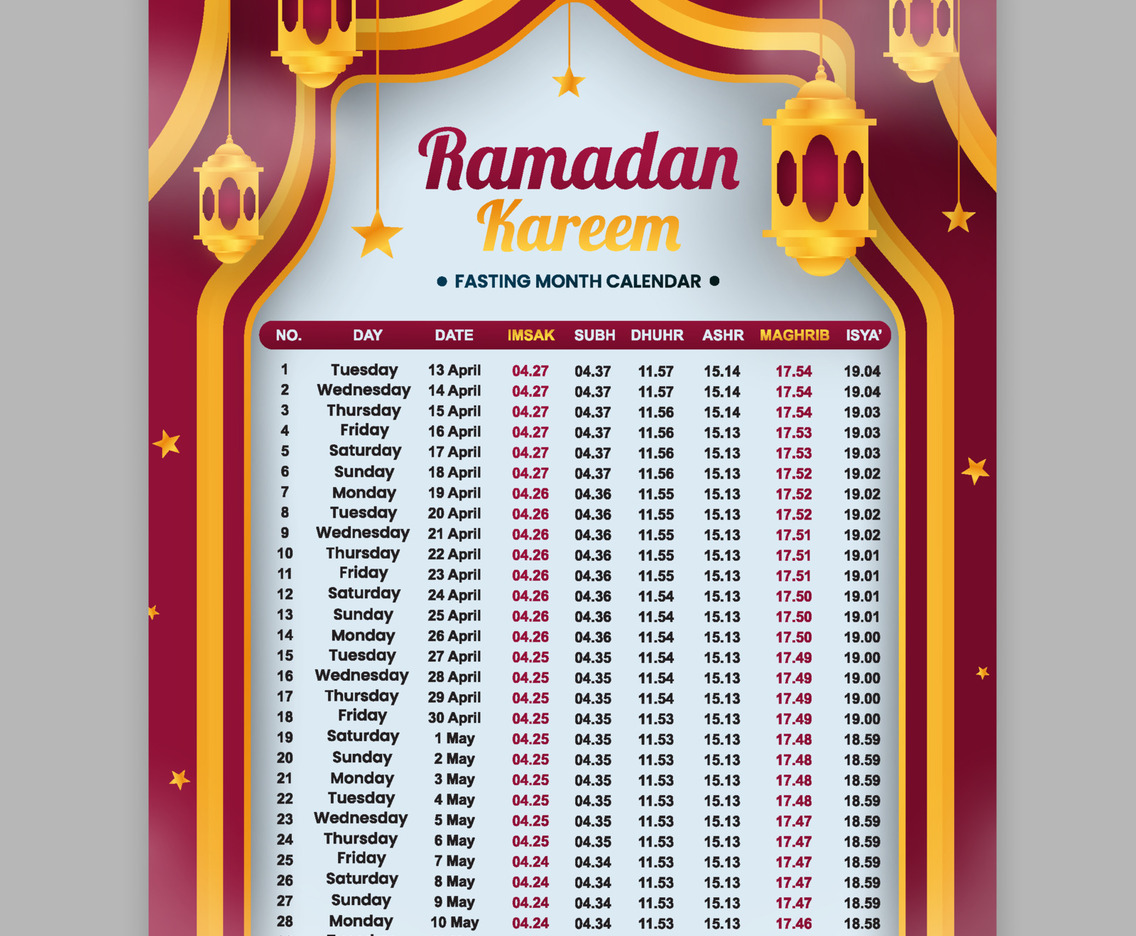 Template Of Arabic Islamic Calendar Page Ramadan Vector Art & Graphics ...