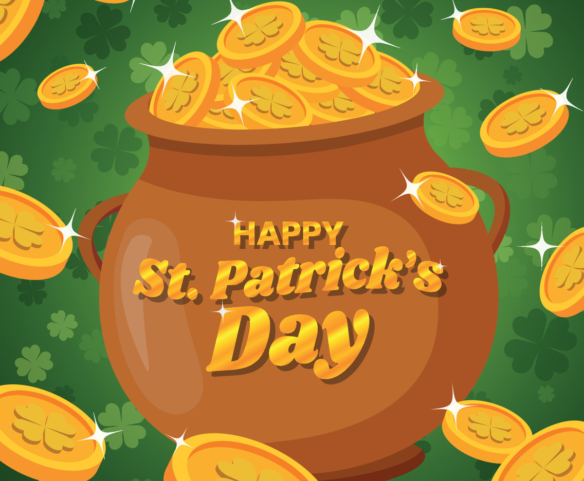 St. Patrick's Day Pot Of Gold Vector Art & Graphics | freevector.com