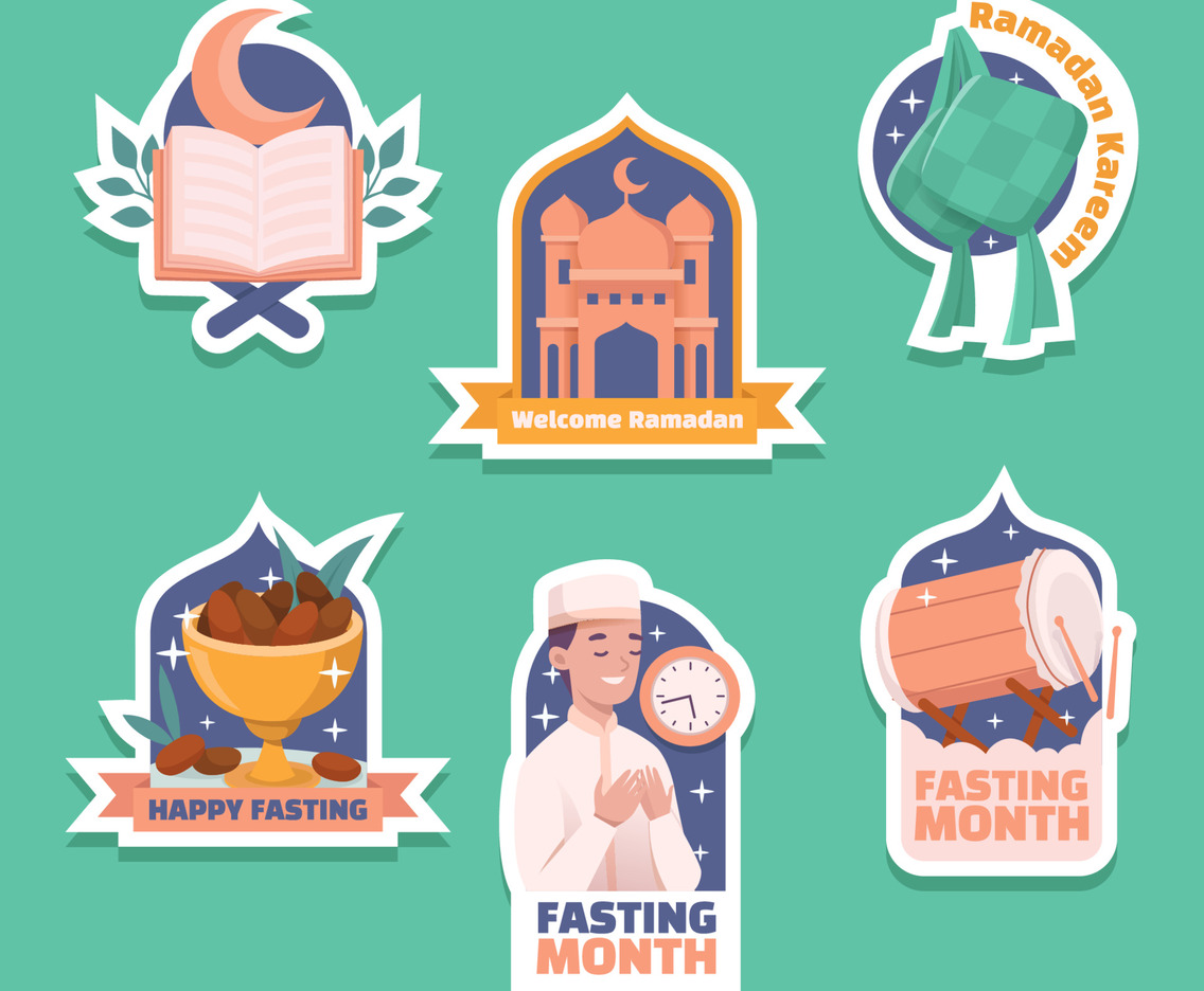 Set Of Ramadan Month Sticker Vector Art & Graphics | freevector.com