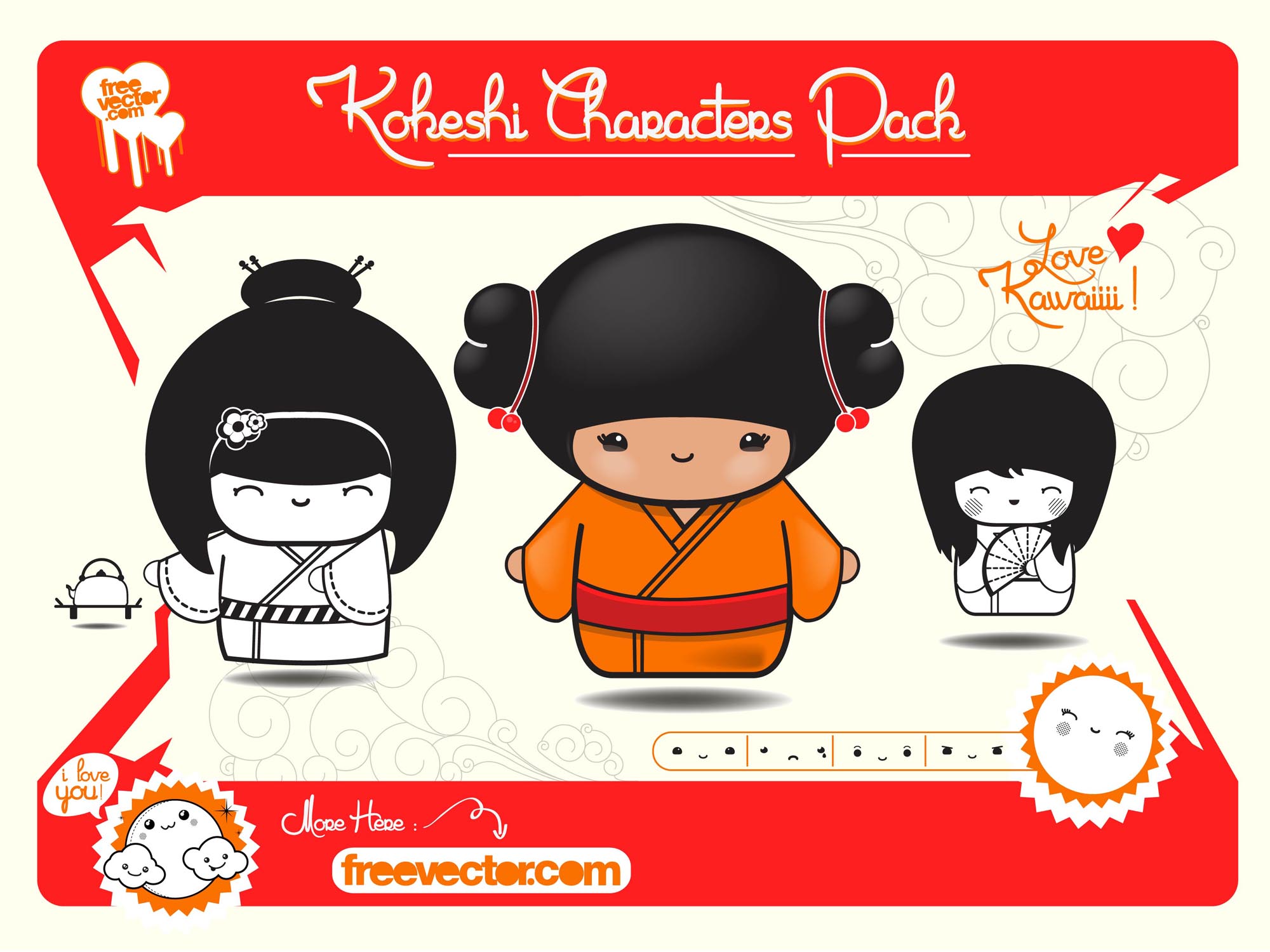 Traditional Japanese Dolls Vector Art & Graphics | freevector.com
