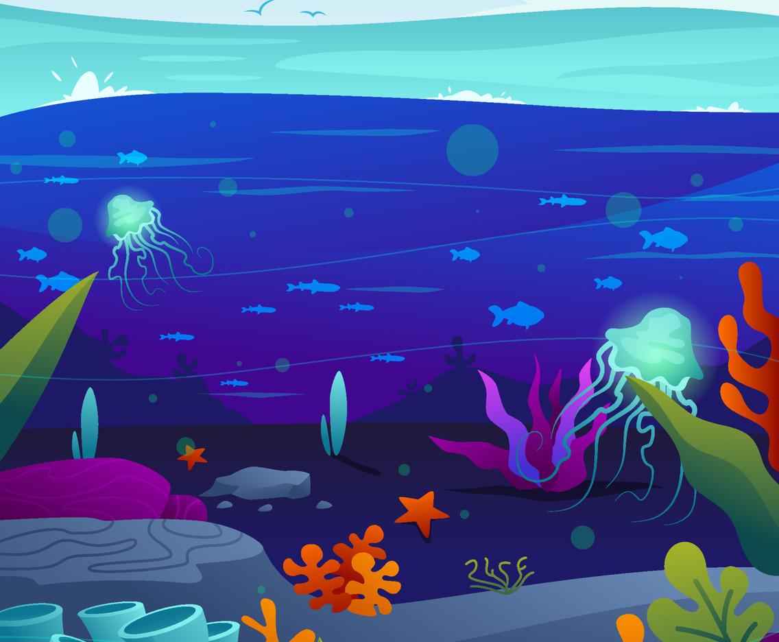 Life In The Blue Ocean Vector Art & Graphics | freevector.com