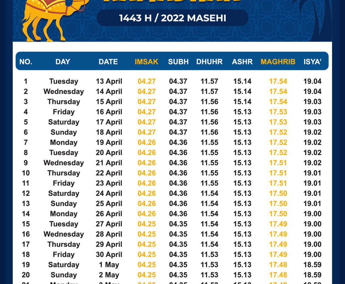 Islamic Fasting Month Calendar Tamplate 2022 Vector Art & Graphics ...