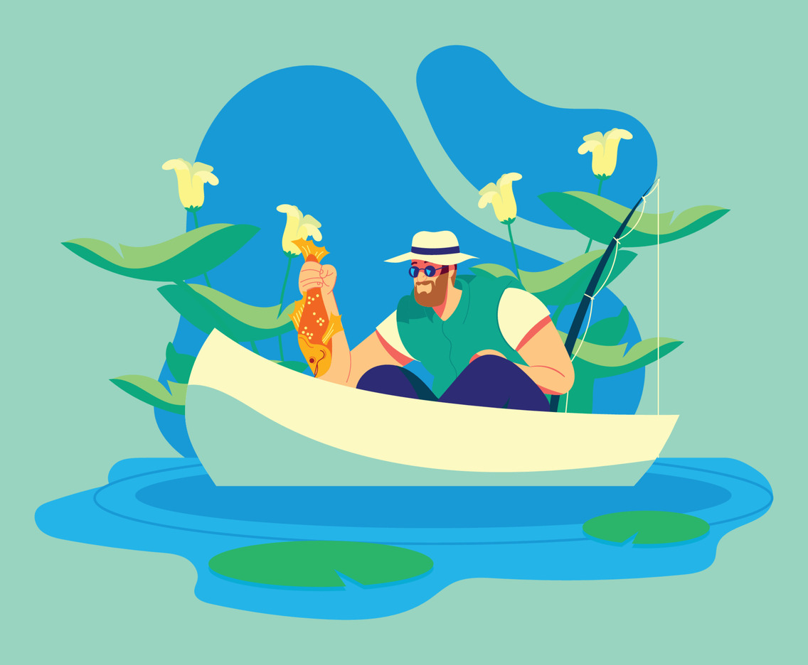 Character Of Fisherman Vector Art & Graphics | freevector.com