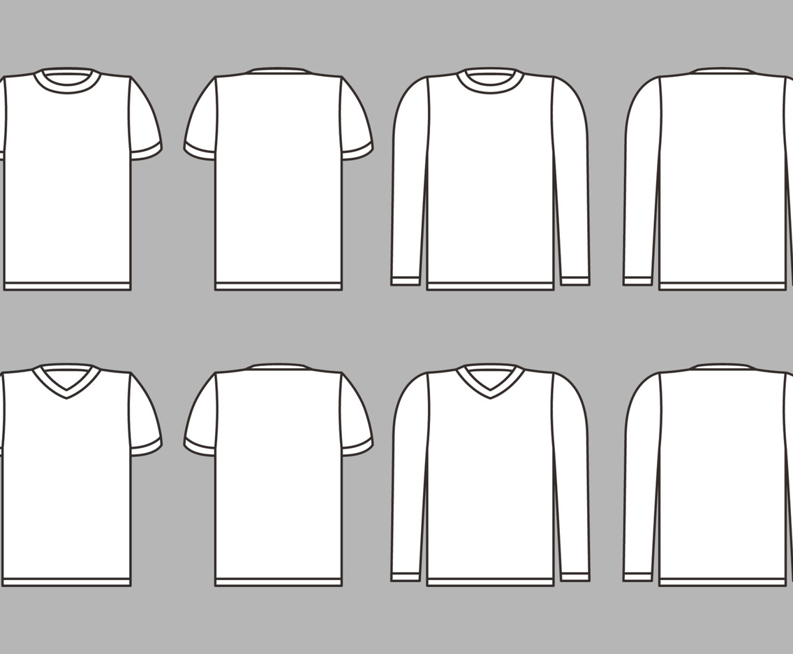 Outline T Shirt Mock Up With Alternative Collar And Sleeve Length ...
