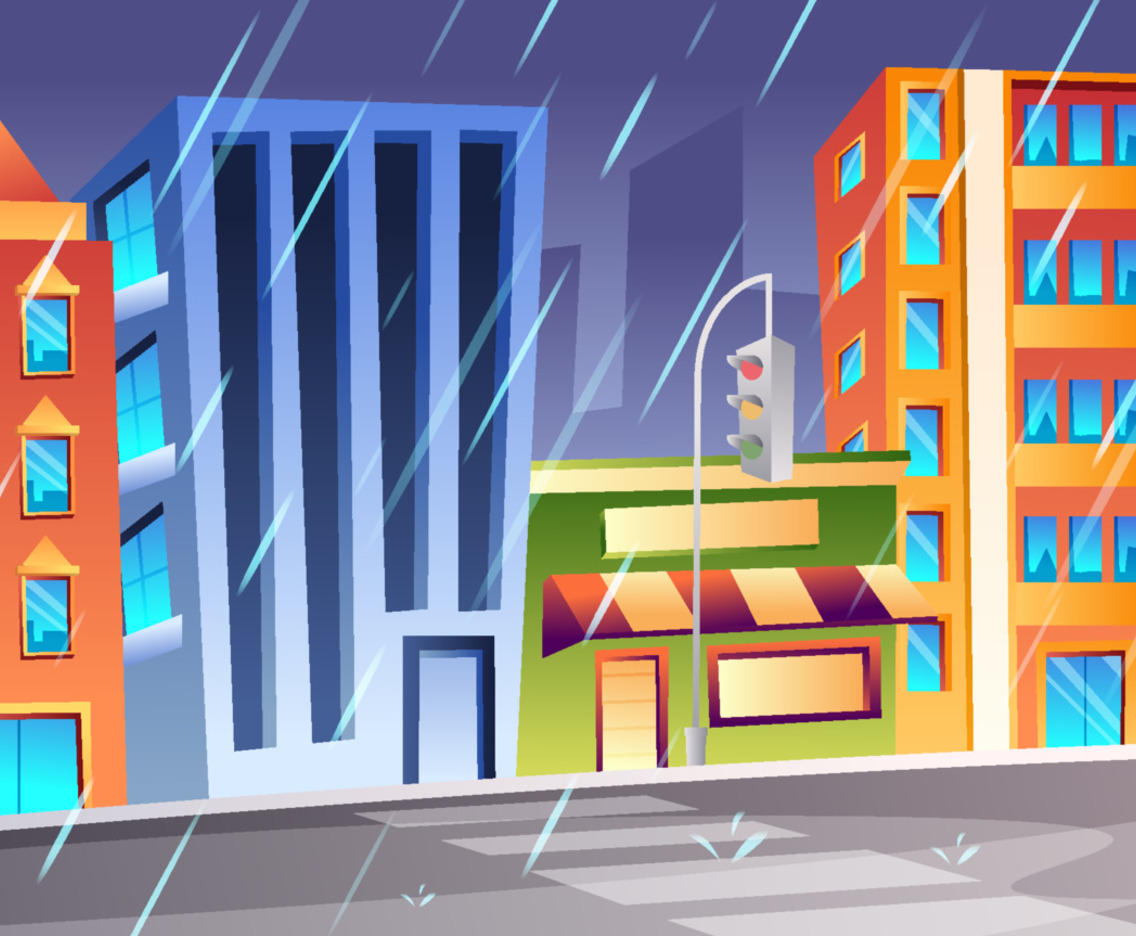 Rain On City Street Background Vector Art & Graphics | freevector.com