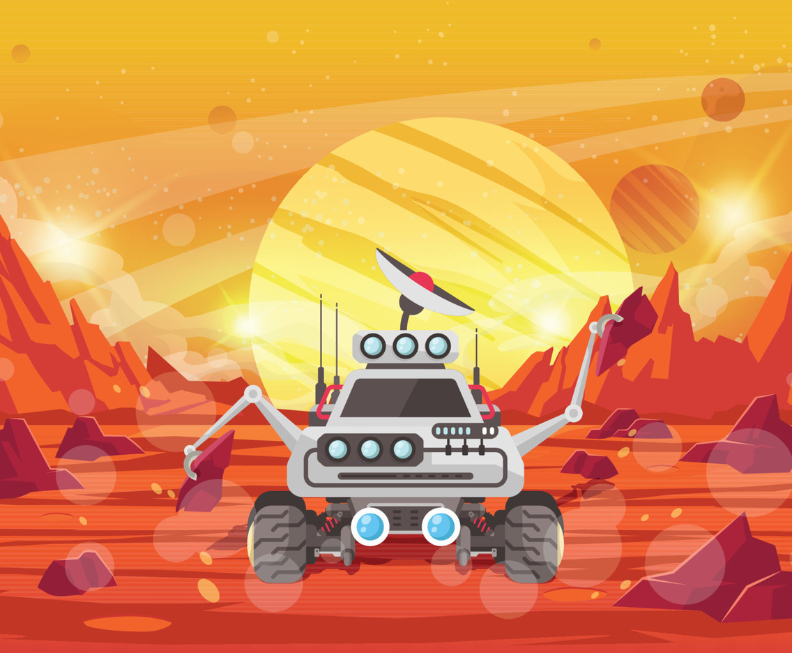 Mars Expedition Rover Research Vehicle Vector Art & Graphics ...