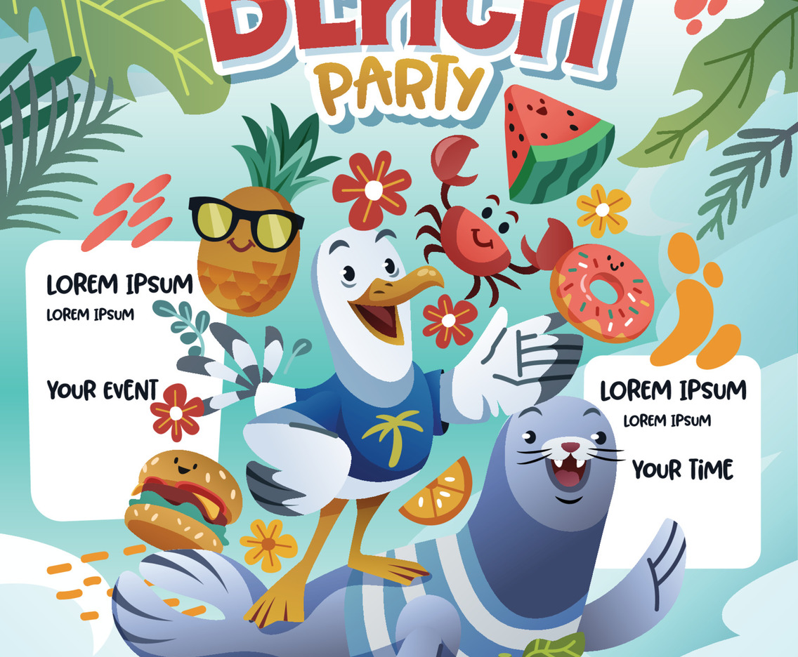 Beach Party Poster Concept Vector Art & Graphics | freevector.com