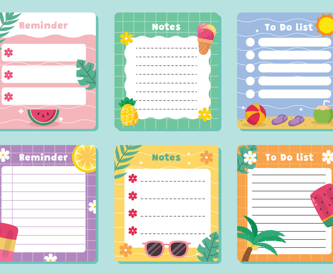 Summer Vacation Journal Sticker Collection Vector Art & Graphics ...