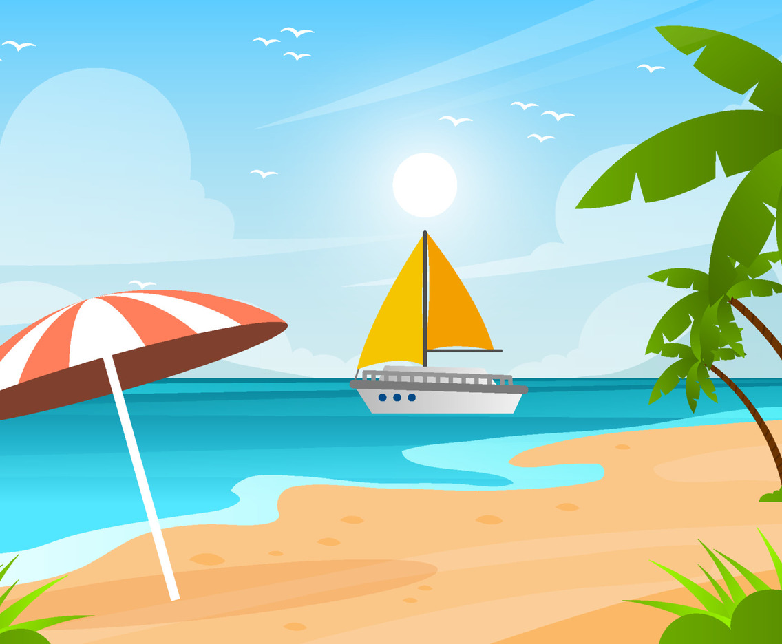 Beach Holiday Scenery Background Vector Art & Graphics | freevector.com