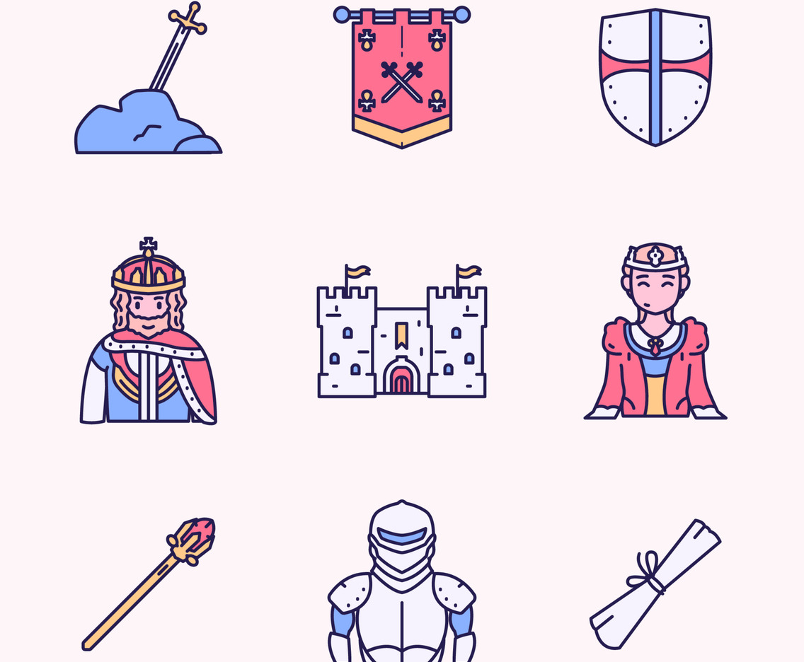Kingdom Medieval Icons Vector Art & Graphics | freevector.com