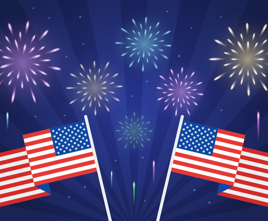Colorful Fireworks On 4th Of July Background Vector Art & Graphics ...