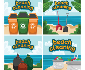 Beach Cleaning Banner Collection Vector Art & Graphics | freevector.com