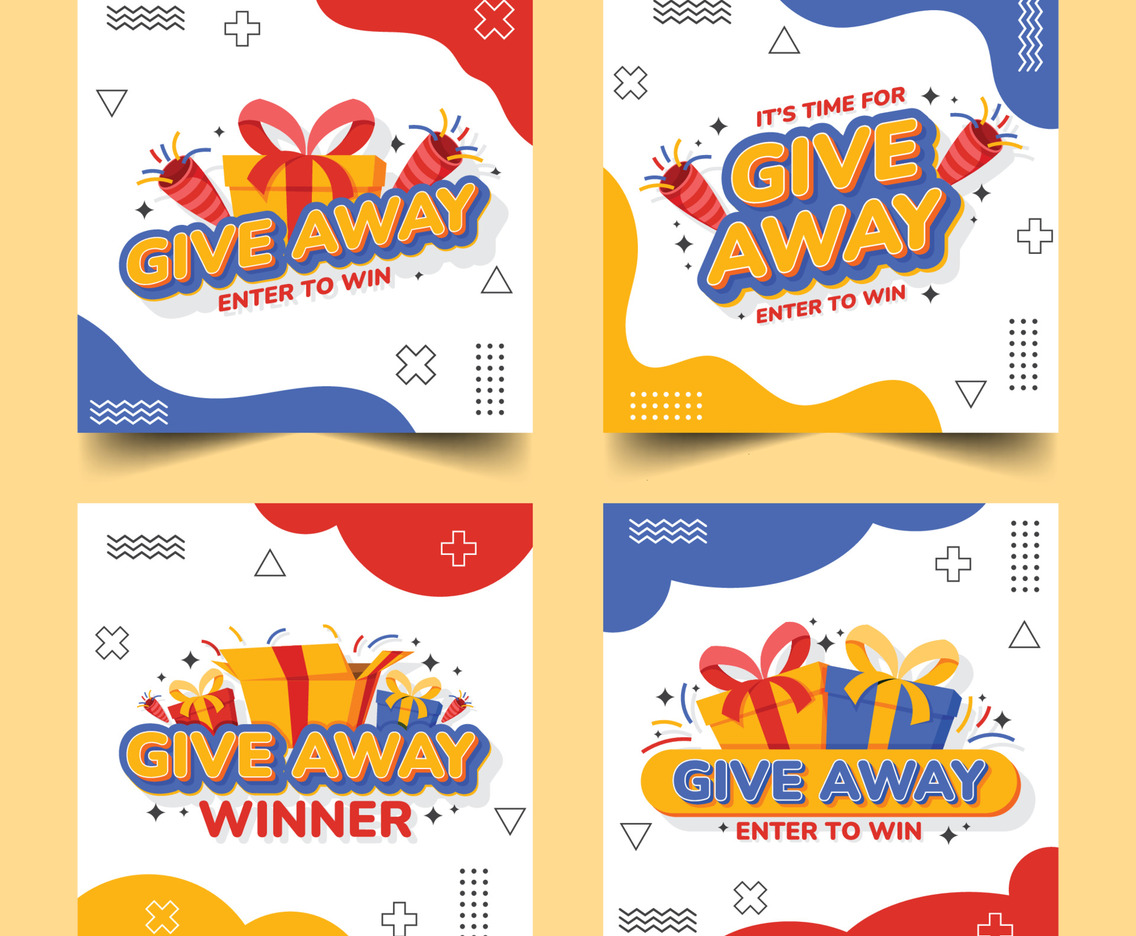 Give Away Social Media Posts Collection Vector Art & Graphics ...