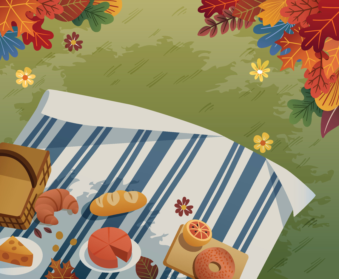 Picnic In Fall Season Background Vector Art & Graphics | freevector.com