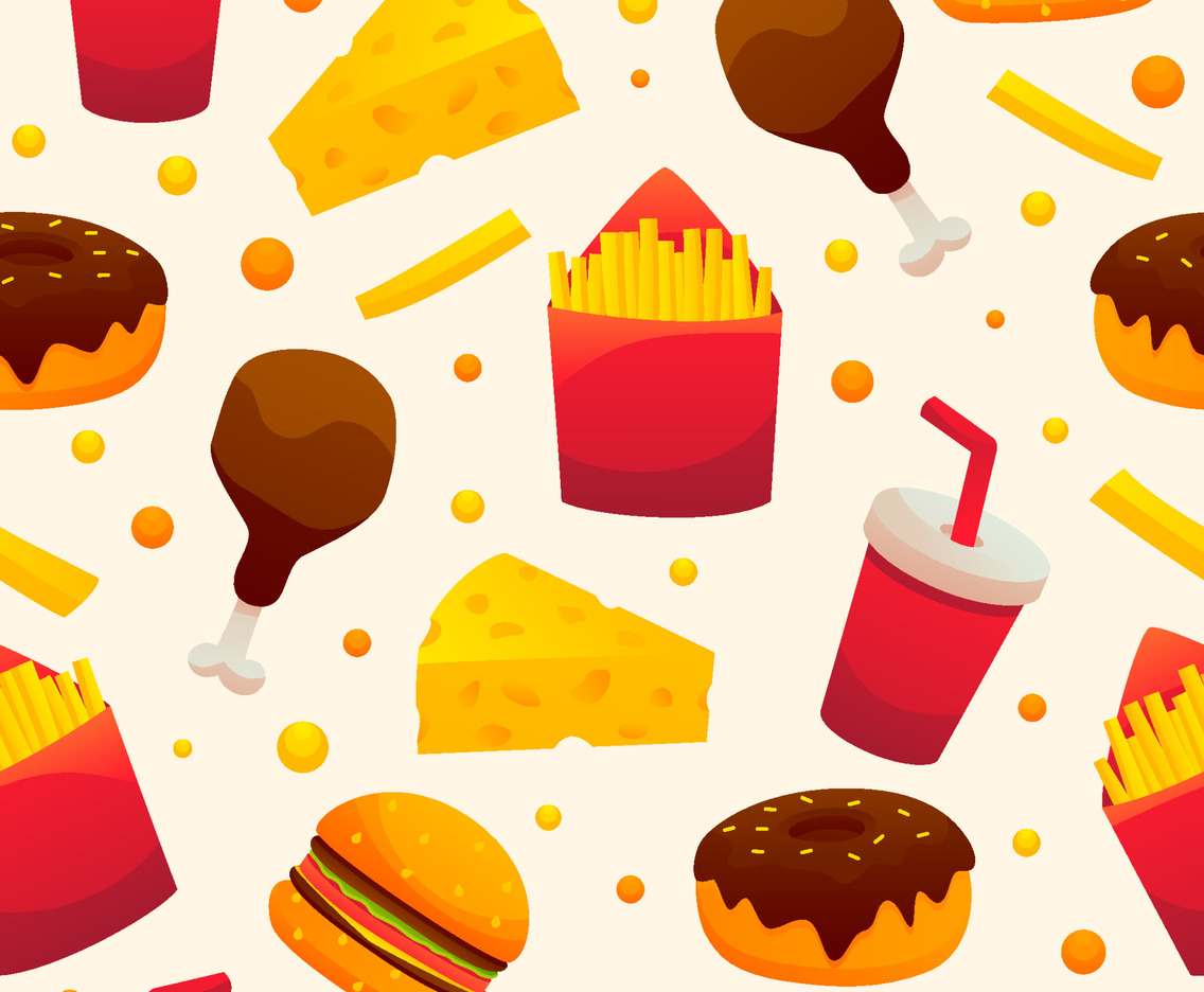 Junk Food Seamless Background Vector Art & Graphics | freevector.com