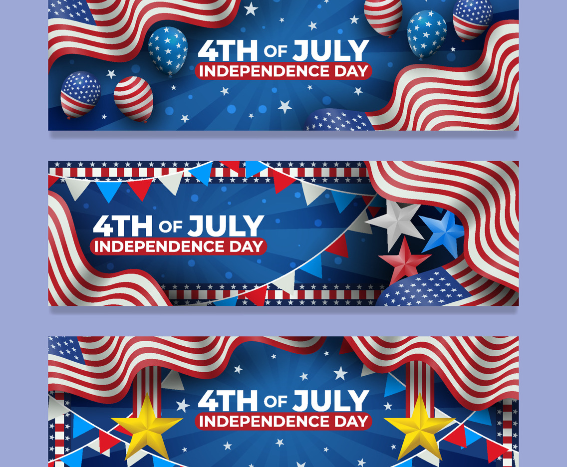 United State Independence Day Set Banner Template Vector Art & Graphics ...