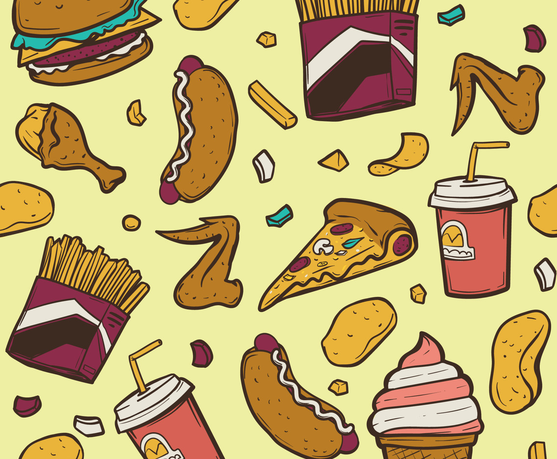 Junk Food Seamless Background Vector Art & Graphics | freevector.com