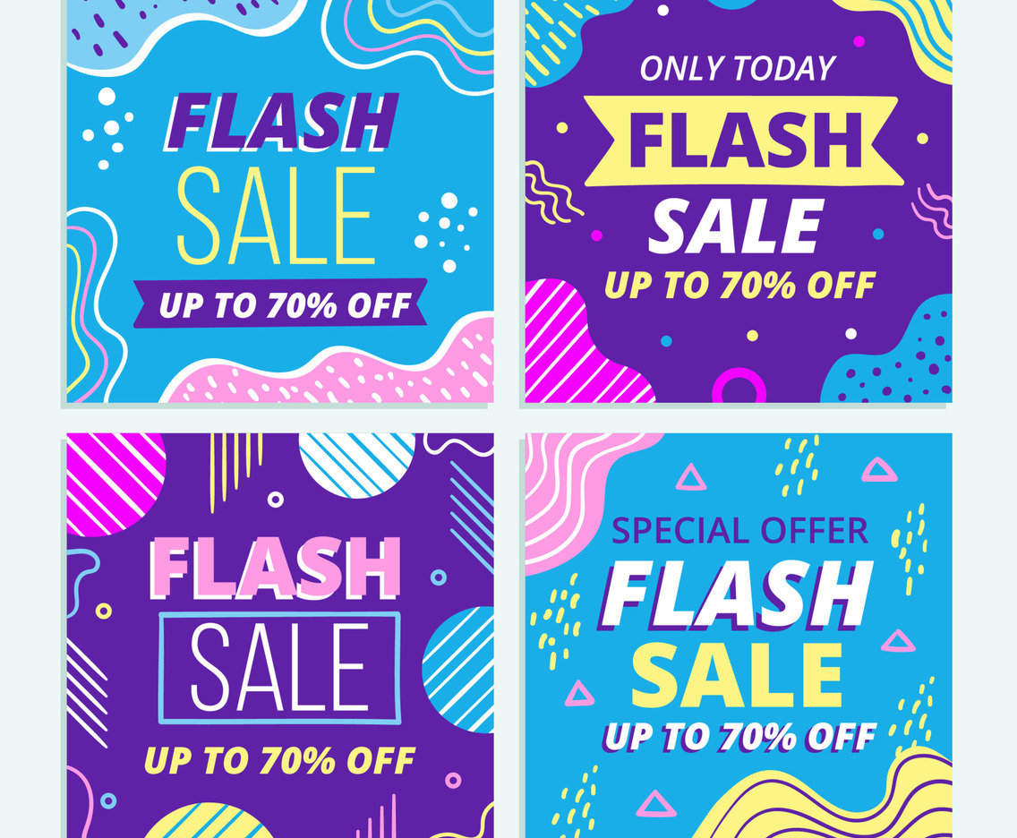 Flash Sale Social Media Post Design Template Vector Art & Graphics ...