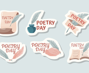 Poetry Day Sticker Pack Vector Art & Graphics | freevector.com