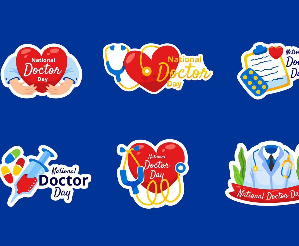 National Doctor Day Sticker Set Vector Art & Graphics | freevector.com