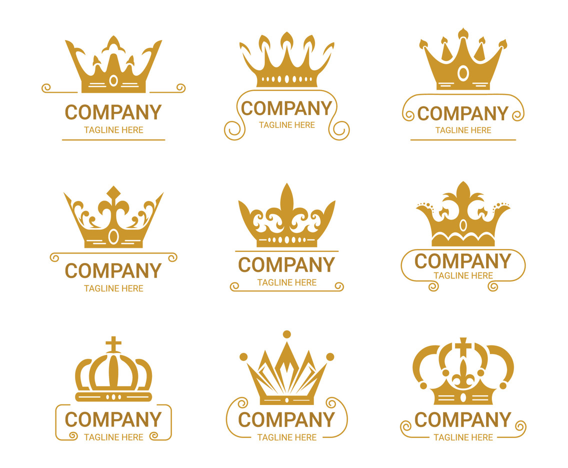 Set Of Luxury Crown Element Logos Vector Art & Graphics | freevector.com