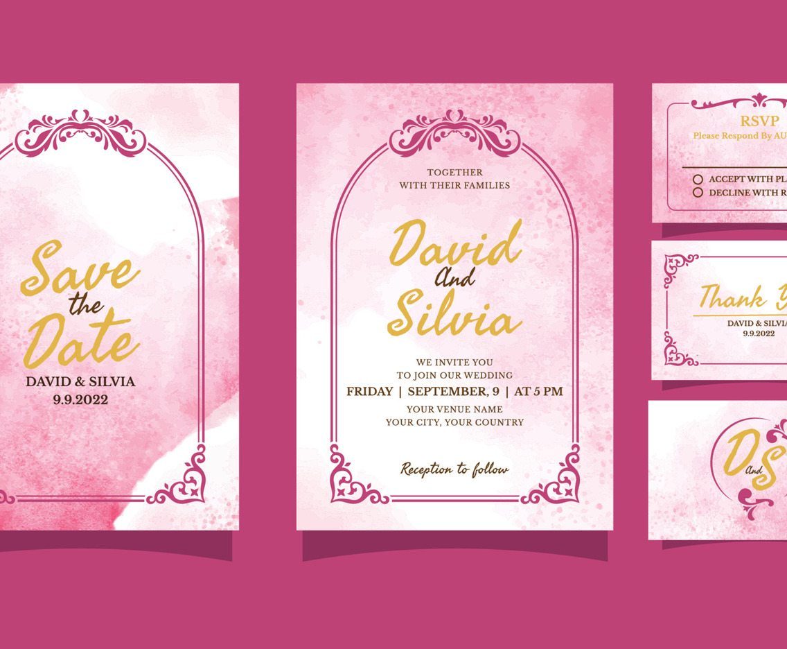 Wedding Summer Watercolour Design Set Vector Art & Graphics ...