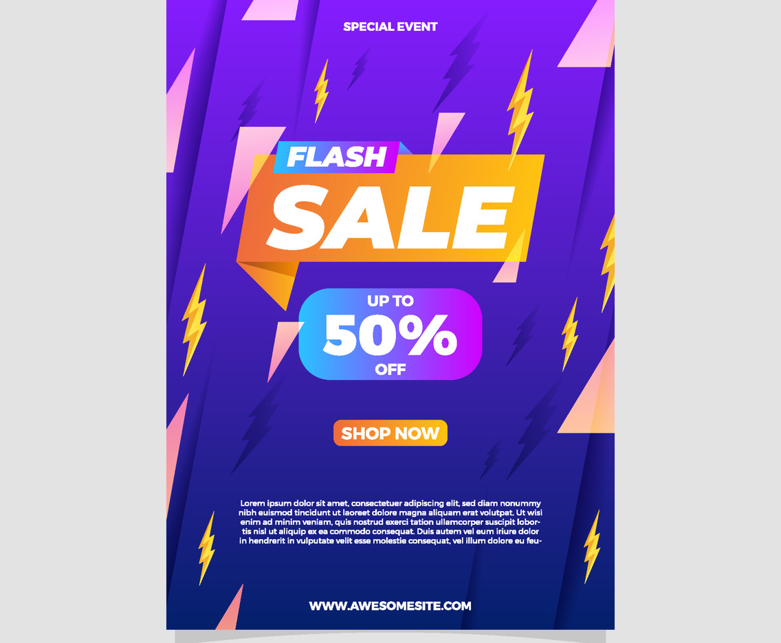 Flash Sale Gradient Poster Template Vector Art & Graphics | freevector.com
