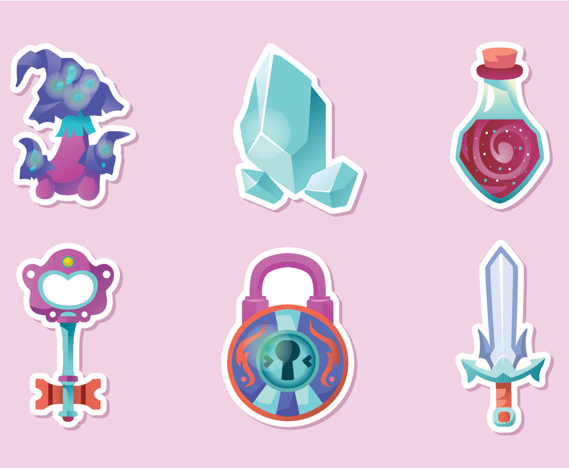 Set Of Journal Fantasy Sticker Collection Vector Art & Graphics ...