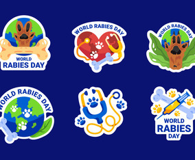 World Rabies Day Stickers Collection Set Vector Art & Graphics ...