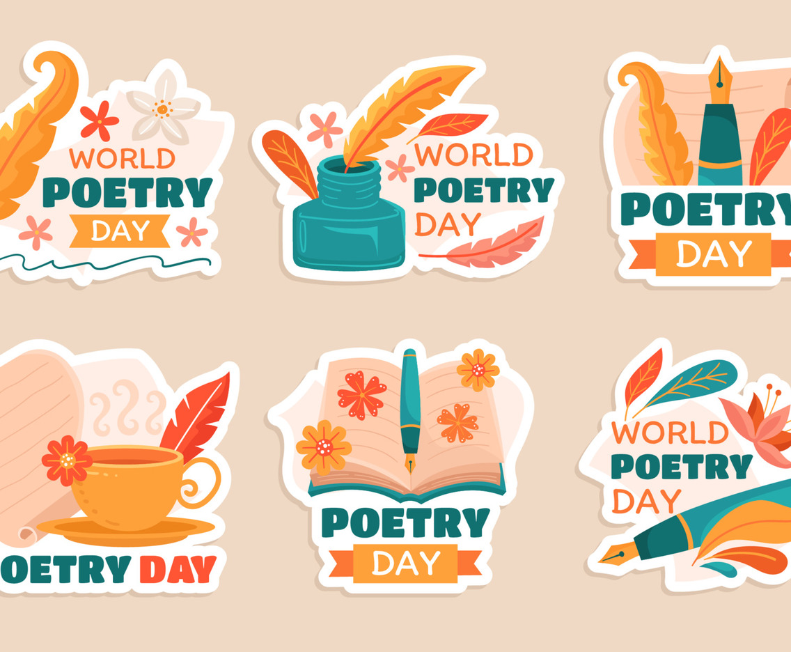 World Poetry Day Sticker Set Vector Art & Graphics | freevector.com