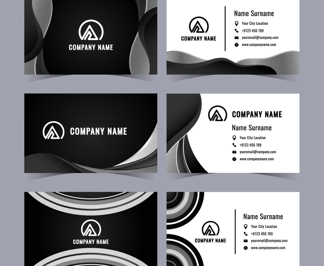 Abstract Monochromatic Business Card Vector Art & Graphics | freevector.com