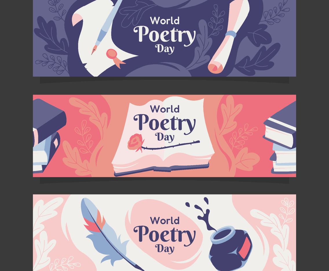 Cute Banner World Poetry Day Vector Art & Graphics | freevector.com