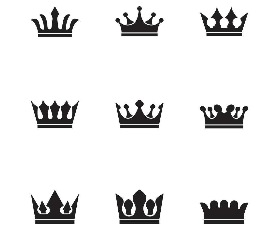 Negative Space Crown Icon Set Vector Art & Graphics | freevector.com