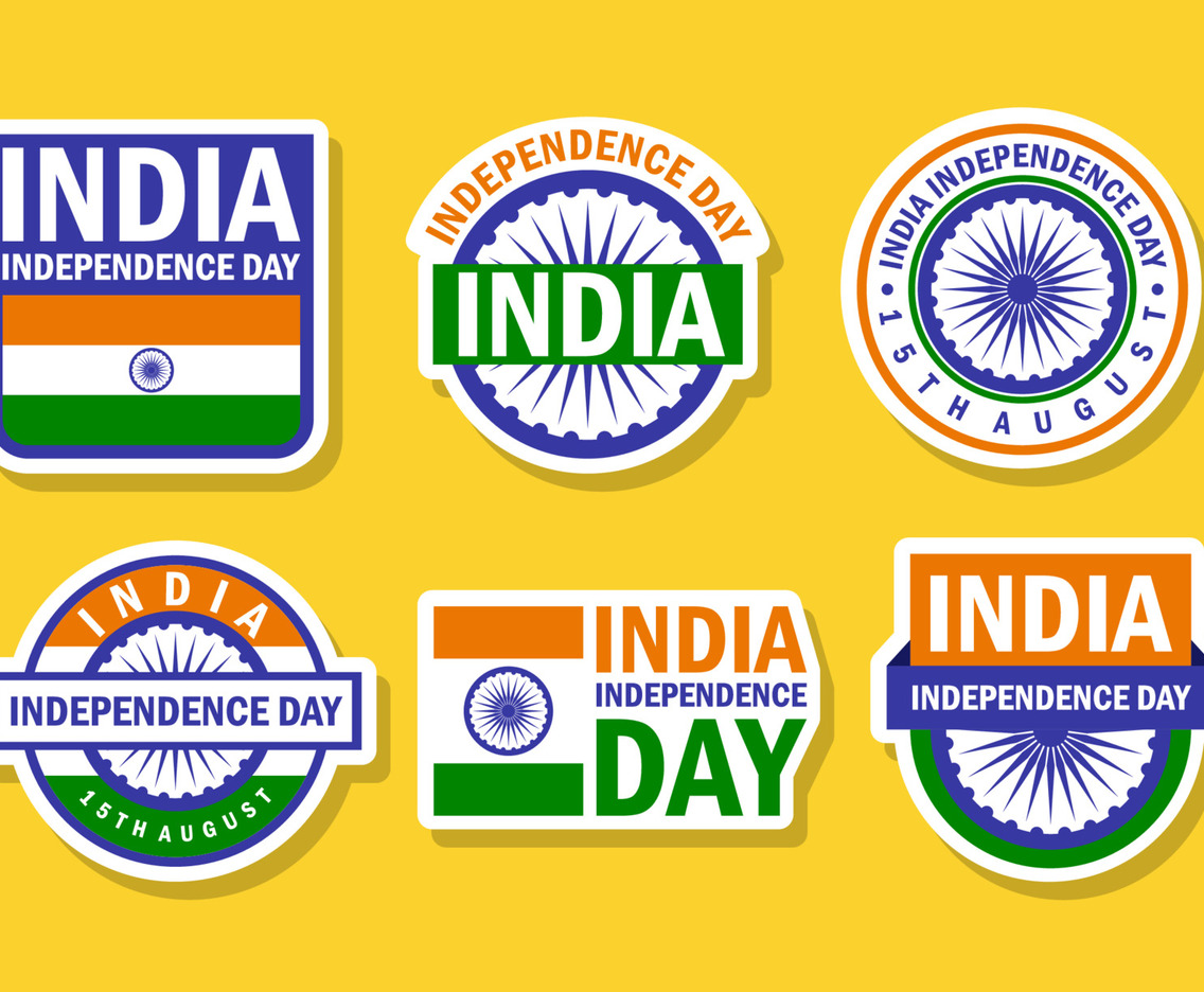 India Independence Day Badge Sticker Collection Vector Art & Graphics ...