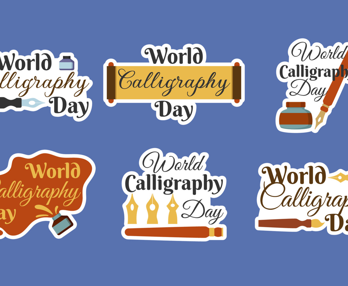 World Calligraphy Day Stickers Set Vector Art & Graphics | freevector.com