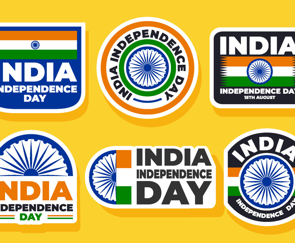 India Independence Day Colorful Badges Set Vector Art & Graphics ...