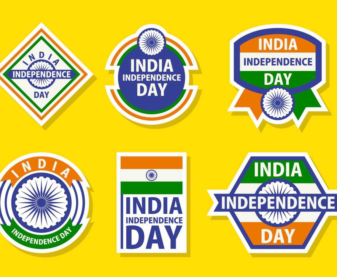 India Independence Day Badge Sticker Collection Vector Art & Graphics ...