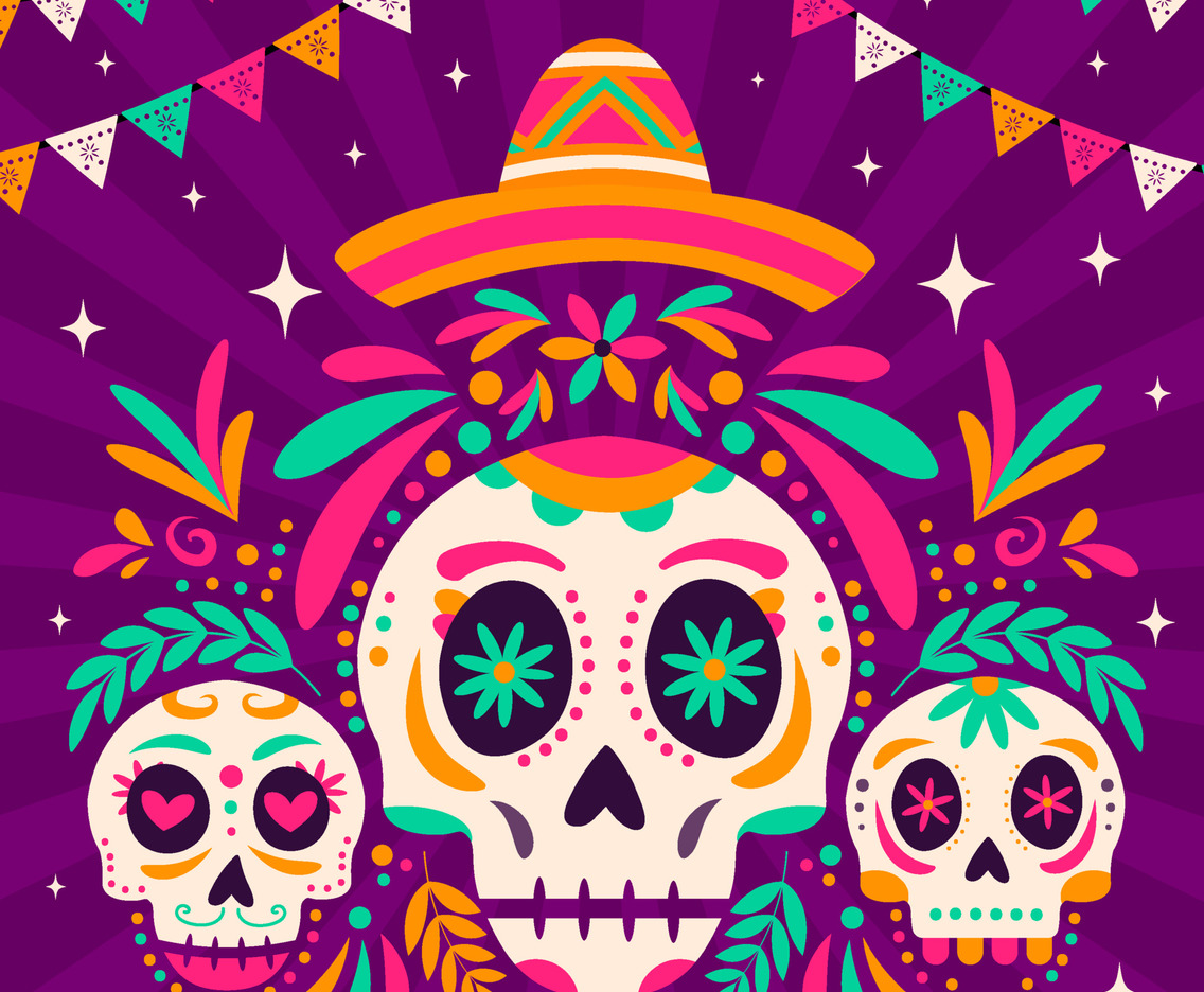 Dia De Los Muertos Calavera Skull Background Vector Art & Graphics ...