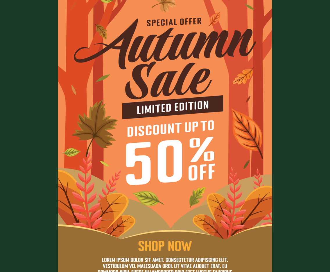Special Offer Autumn Sale Poster Template Vector Art & Graphics ...