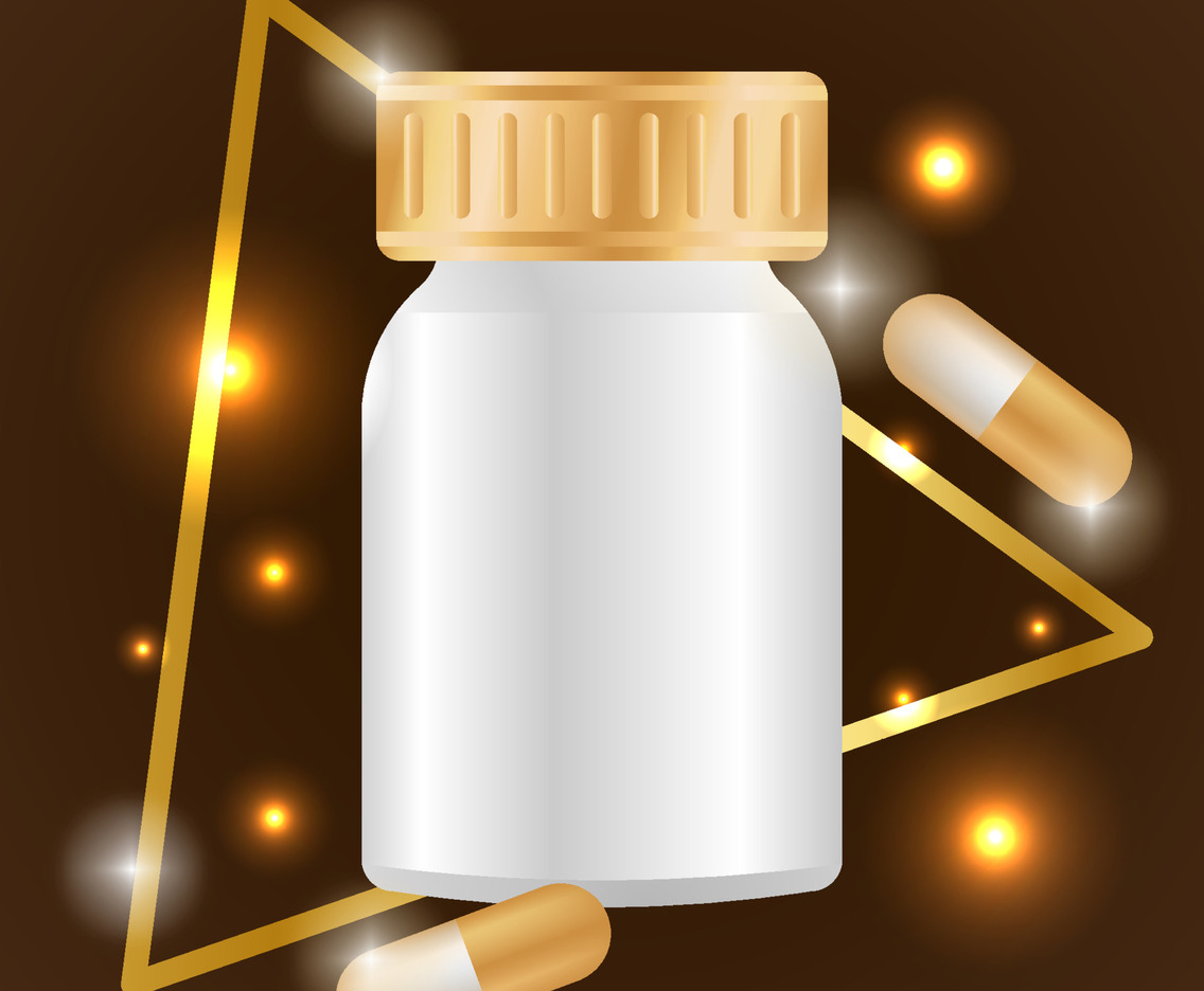 Realistic Healthy Gold Fusion Capsule Template Vector Art & Graphics ...