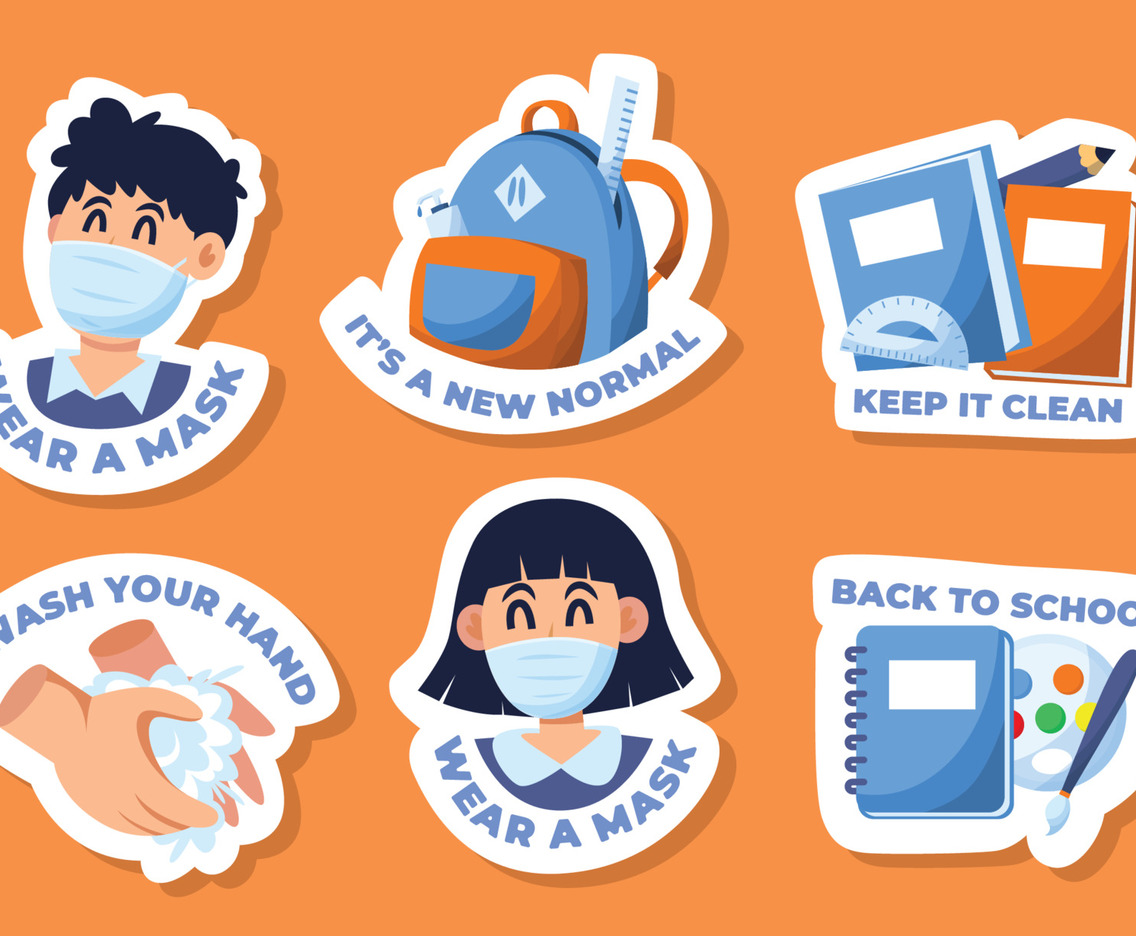 Back To School New Normal Stickers Vector Art & Graphics | freevector.com