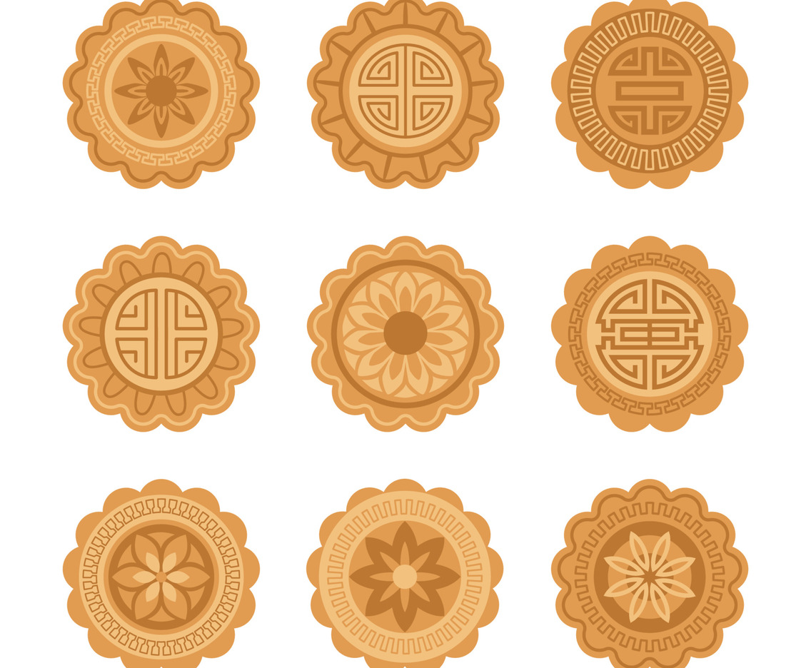 Mooncakes Elements Collections For Mid Autumn Festival Vector Art ...