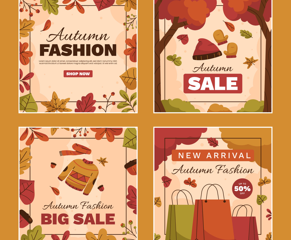 Autumn Fashion Social Media Post Vector Art & Graphics | freevector.com