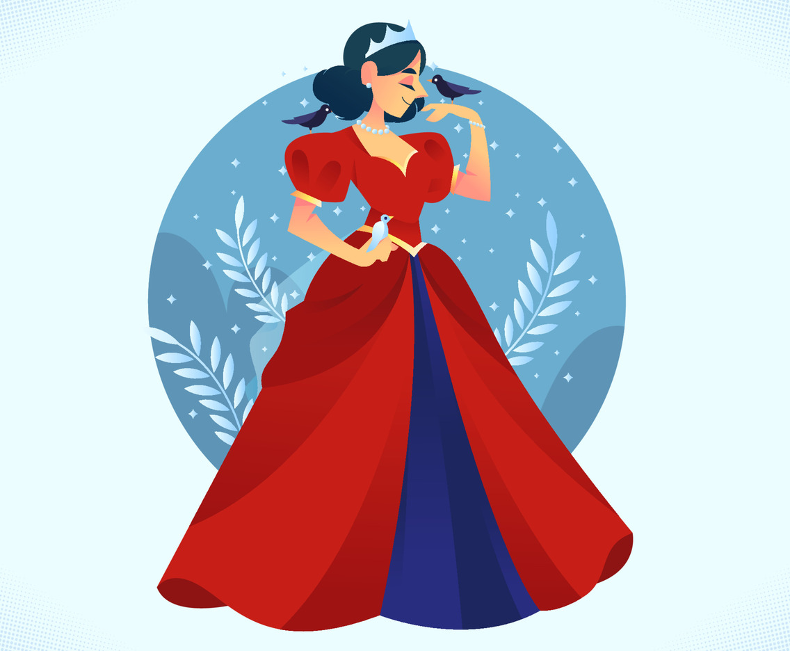 Friendship Between A Princess And A Bird Vector Art & Graphics ...