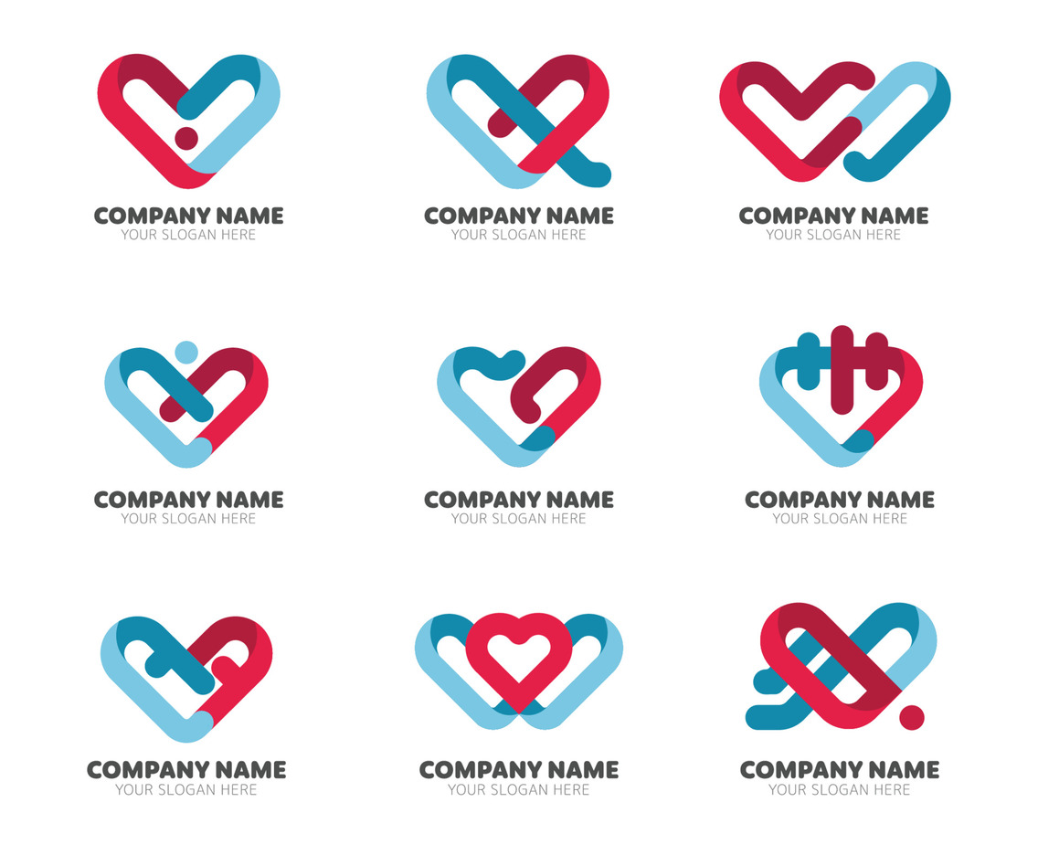 Modern Minimalist Heart Logo Template Vector Art & Graphics ...