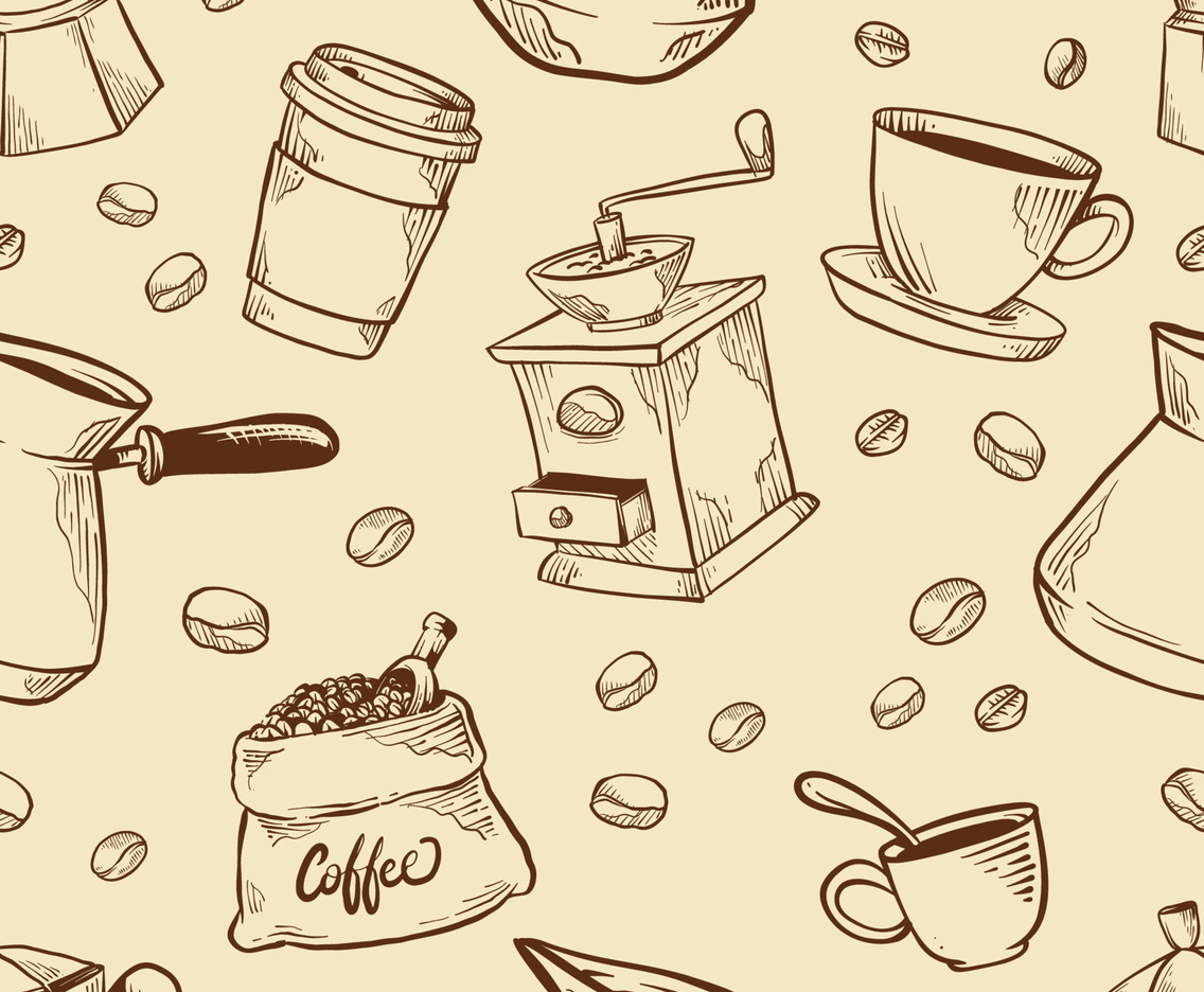 Coffee Doodle Seamless Pattern Background Vector Art & Graphics ...