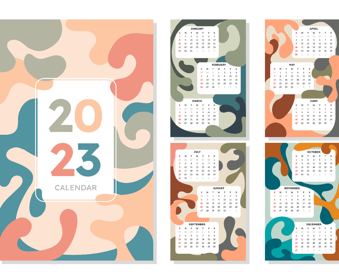 Abstract Colorful Splash Calendar 2023 Vector Art & Graphics ...