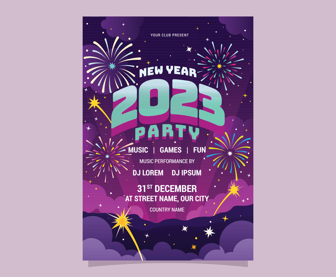 New Year 2023 Festival Poster Vector Art & Graphics | freevector.com